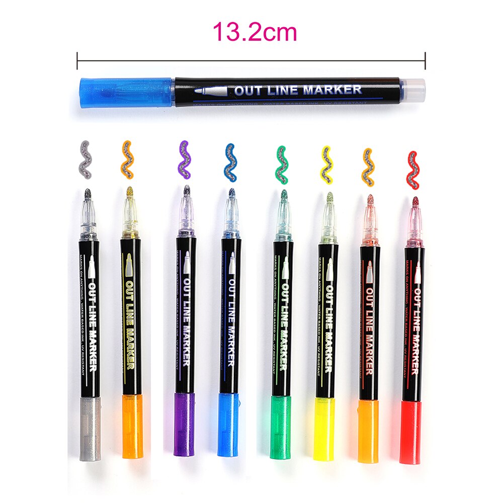 Outline Metallic Markers, Double Line Magic Shimme... – Grandado