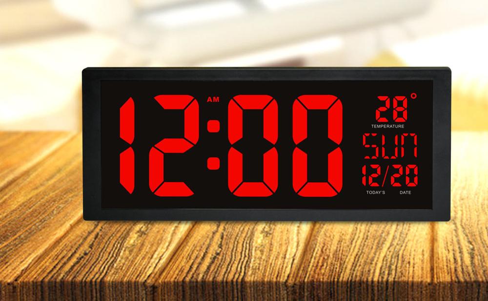 Large Wall Clock Red Font Led Digital Wall Clock W... – Vicedeal