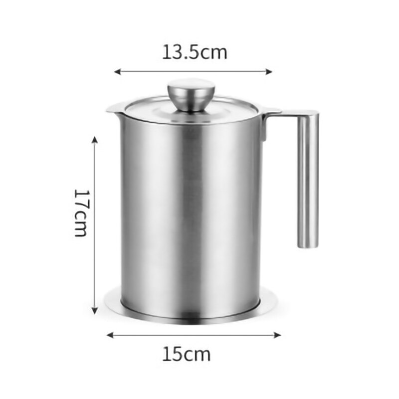 1.3L 43oz Stainless Steel Oil Filter Pot Leakproof... – Grandado