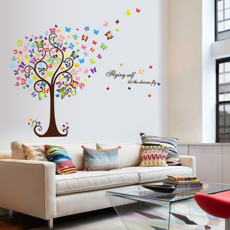 DIY Cartoon Butterfly Tree Wall Sticker Kids Room ... – Grandado