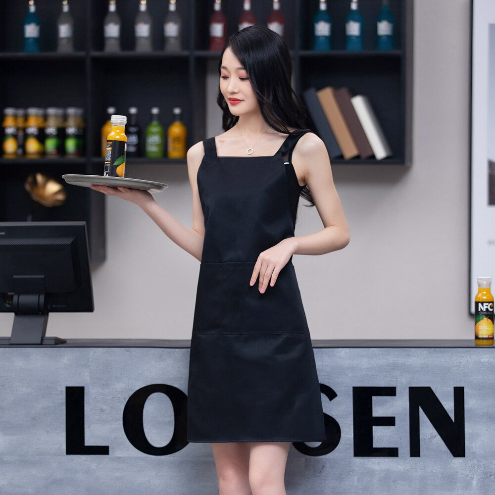 Monokrom dobbel skulderreim forkle unisex kjøkken ... – Grandado