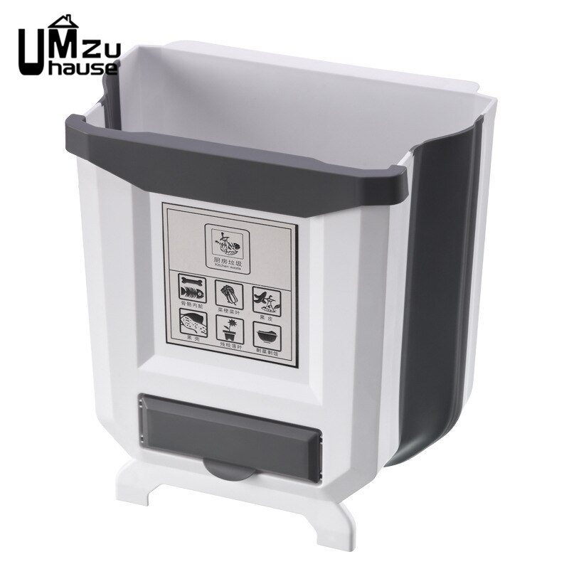 Hanging Trash Can Garbage Bucket Folding Kitchen C... – Grandado