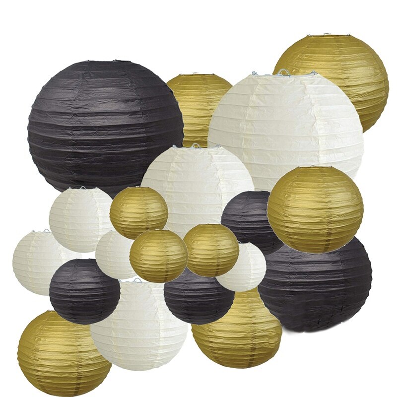 Decorative Party Paper Lanterns 20 Pcs Gold White ... – Vicedeal