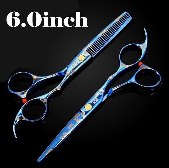 6.0 & 5.5 inch 440c blue hairdressing scissors she... – Grandado