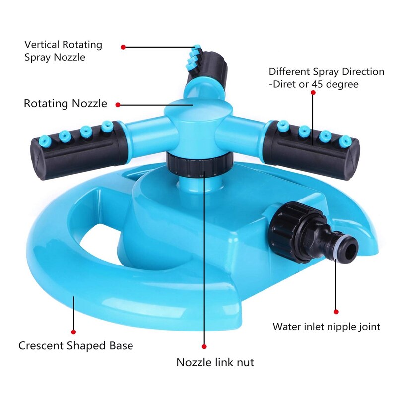 Outdoor Lawn Sprinkler 360 Degree Automatic Rotati... – Vicedeal