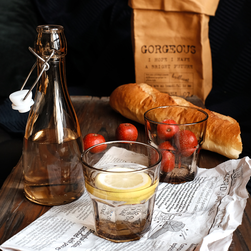 European retro brown glass home cup sealed bottle ... – Vicedeal