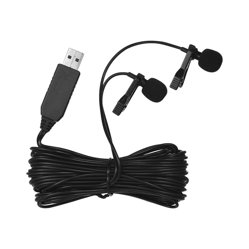 USB Double-Head Lapel Microphone Clamp-on 6M Omnid... – Vicedeal