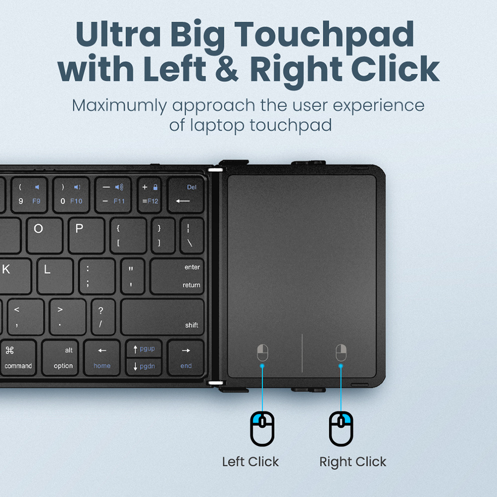 Sammenklappeligt bluetooth-tastatur med touchpad, ... – Vicedeal