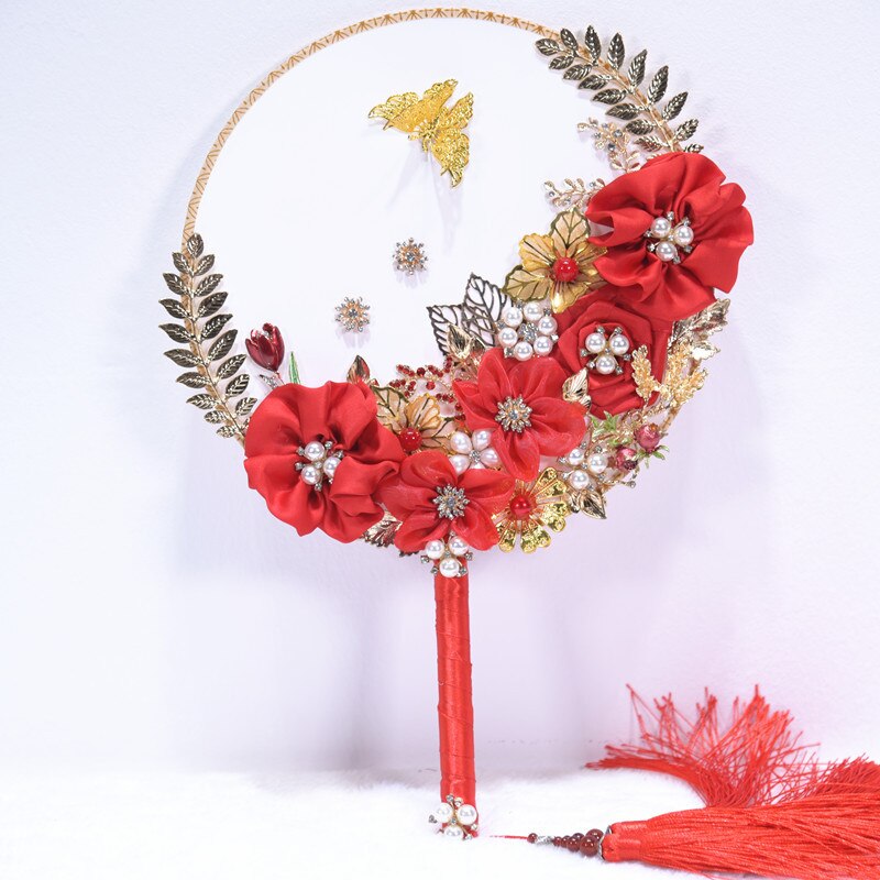 JaneVini Chinese Style Wedding Fans Bridal Bouquet... – Grandado