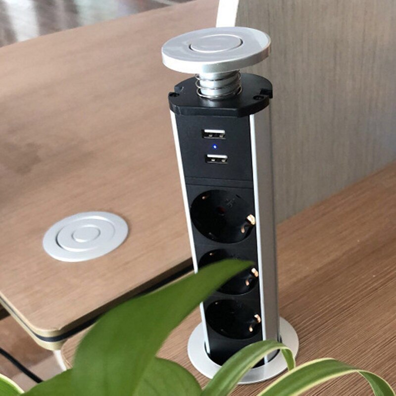 EU Plug 3/4 Power Pull Up Desktop Sockets With 2xU... – Vicedeal