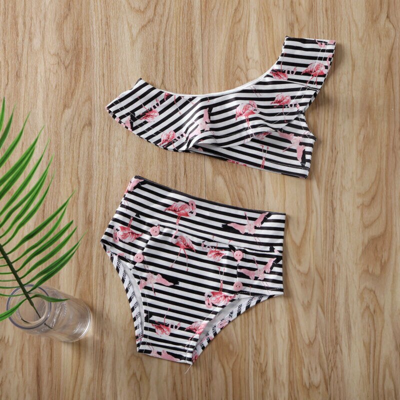 Summer Kids Girl Two-Piece Swimsuits Stripe Flamin... – Vicedeal