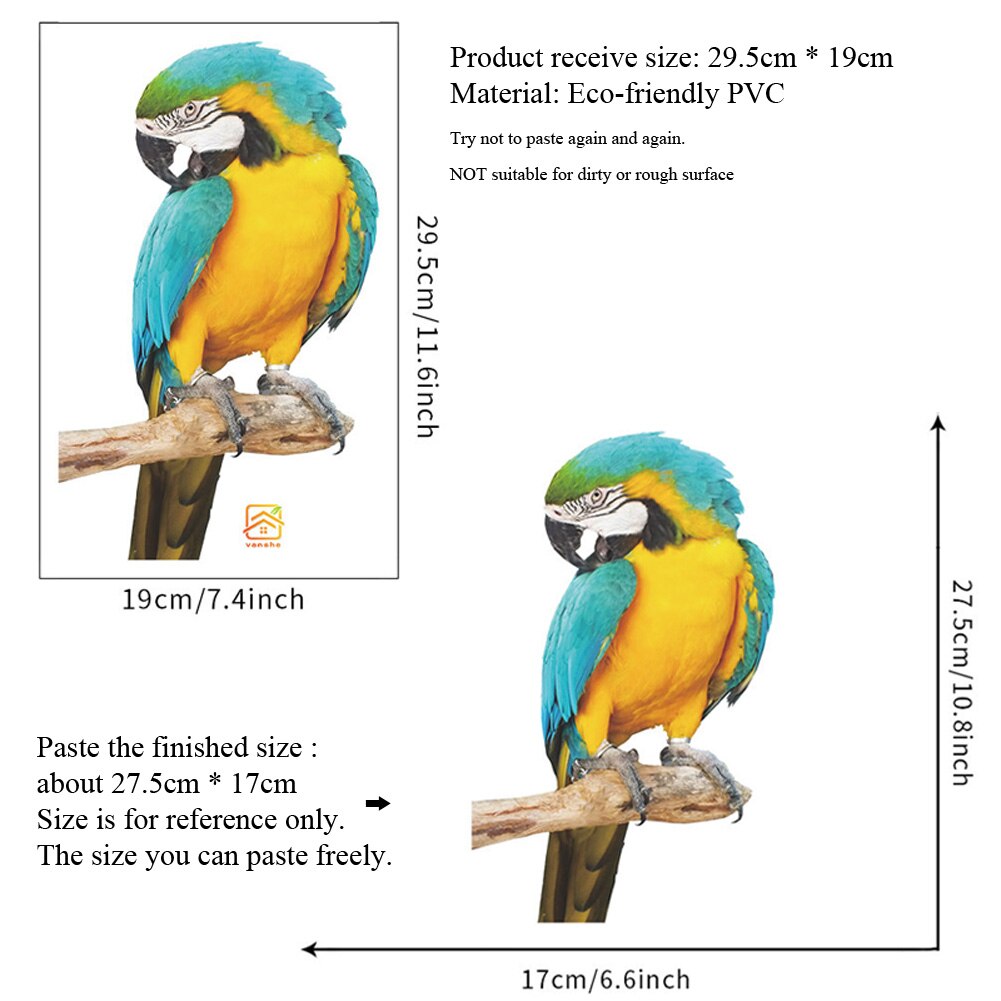Style Blue-yellow Parrot Wall Sticker Bedroom Livi... – Grandado