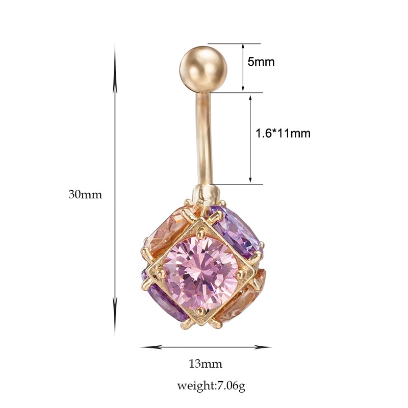 16G Shining Clear CZ Ball Navel Piercing Nombril B... – Grandado