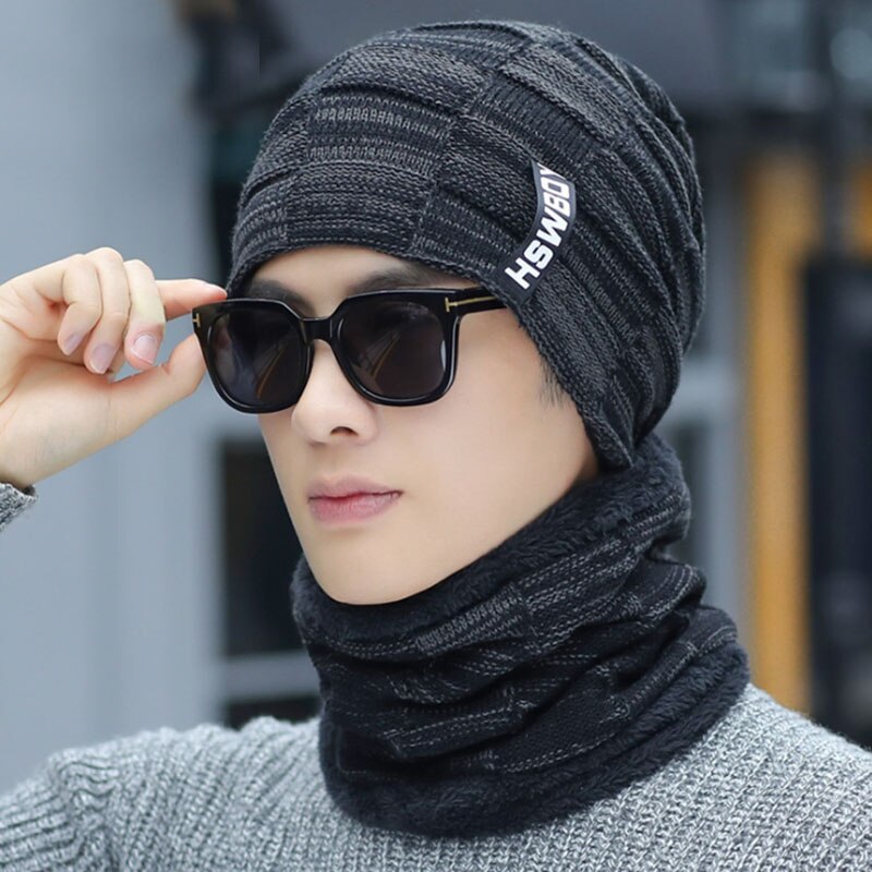 Calymel Sjaal en Muts Sets Eenvoudige Halsdoek Man... – Grandado