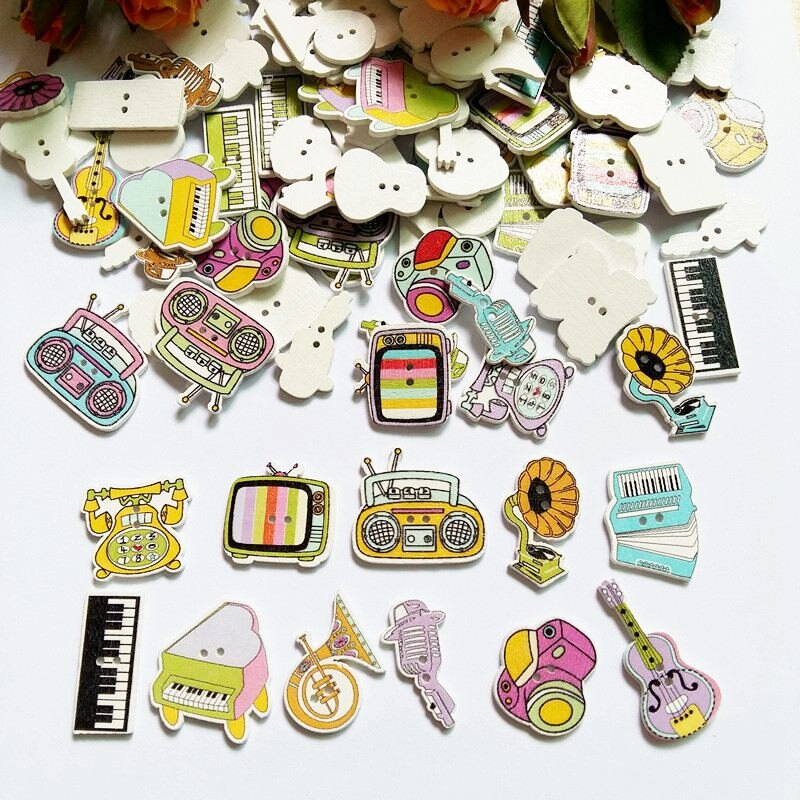 50pcs/lot Mixed 2 Holes Cartoon Lovely Musical Ins... – Grandado