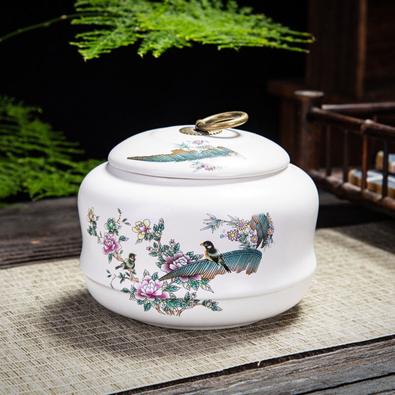 Ceramic Tea Leaf Box Big Size White Porcelain Seal... – Grandado