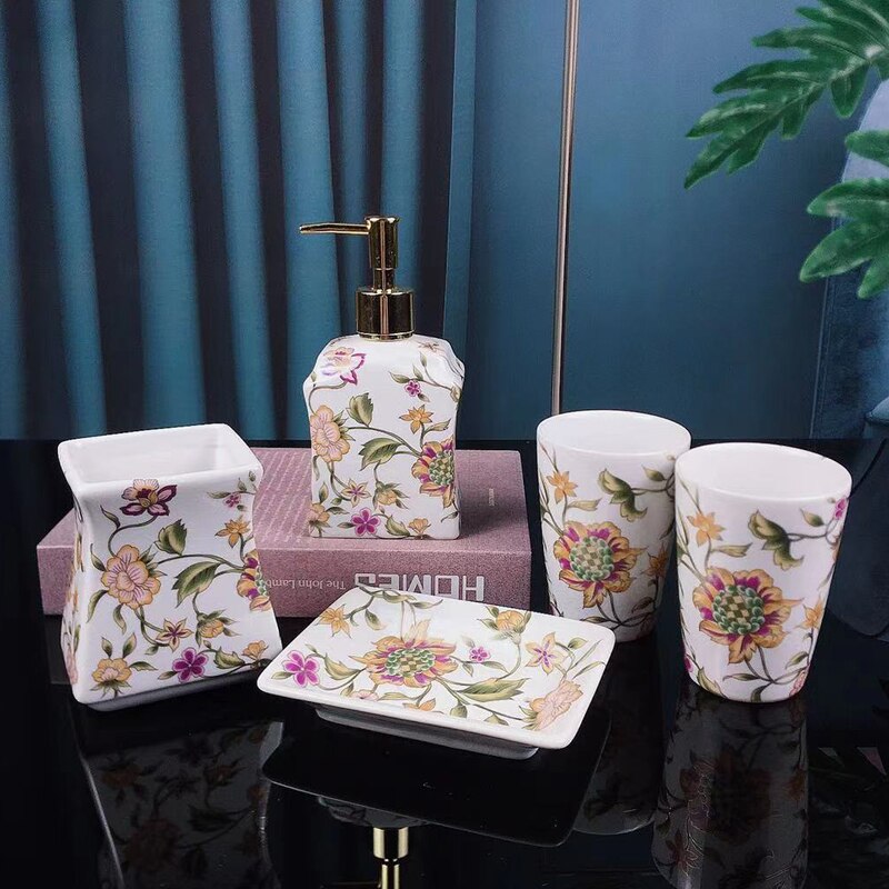 Nordic Blume Muster Waschen Werkzeuge Keramik Toil... – Grandado