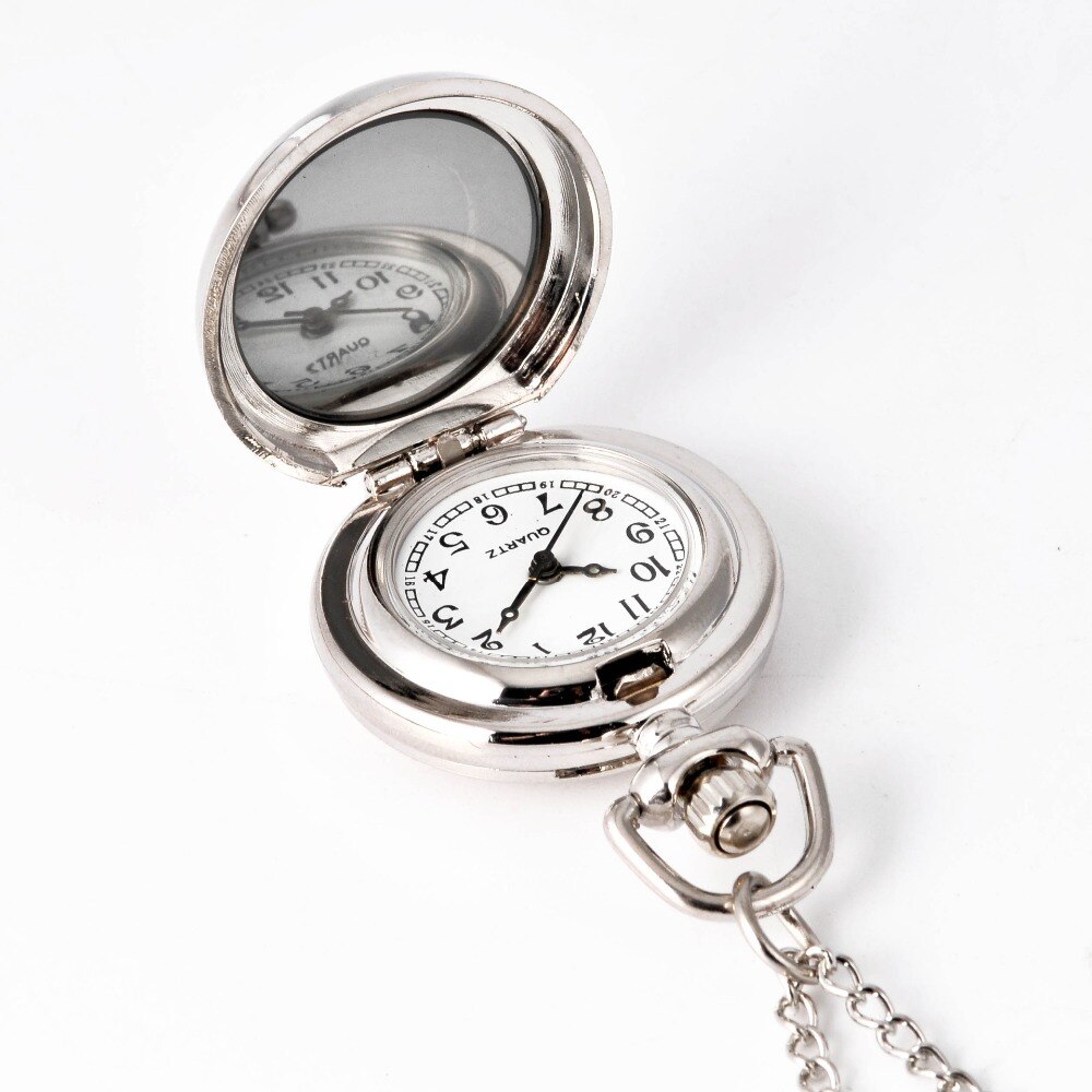 8896 Quartz Watch Cute Silver Pocket Watch Peony F... – Vicedeal
