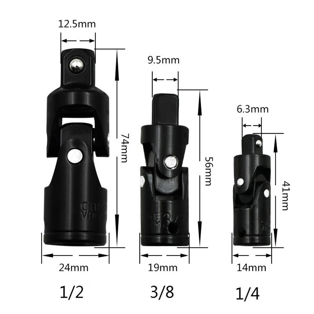 3PCS Universal Joint Socket Set 1/4 3/8 1/2 inch Drive Joint Conversion ...