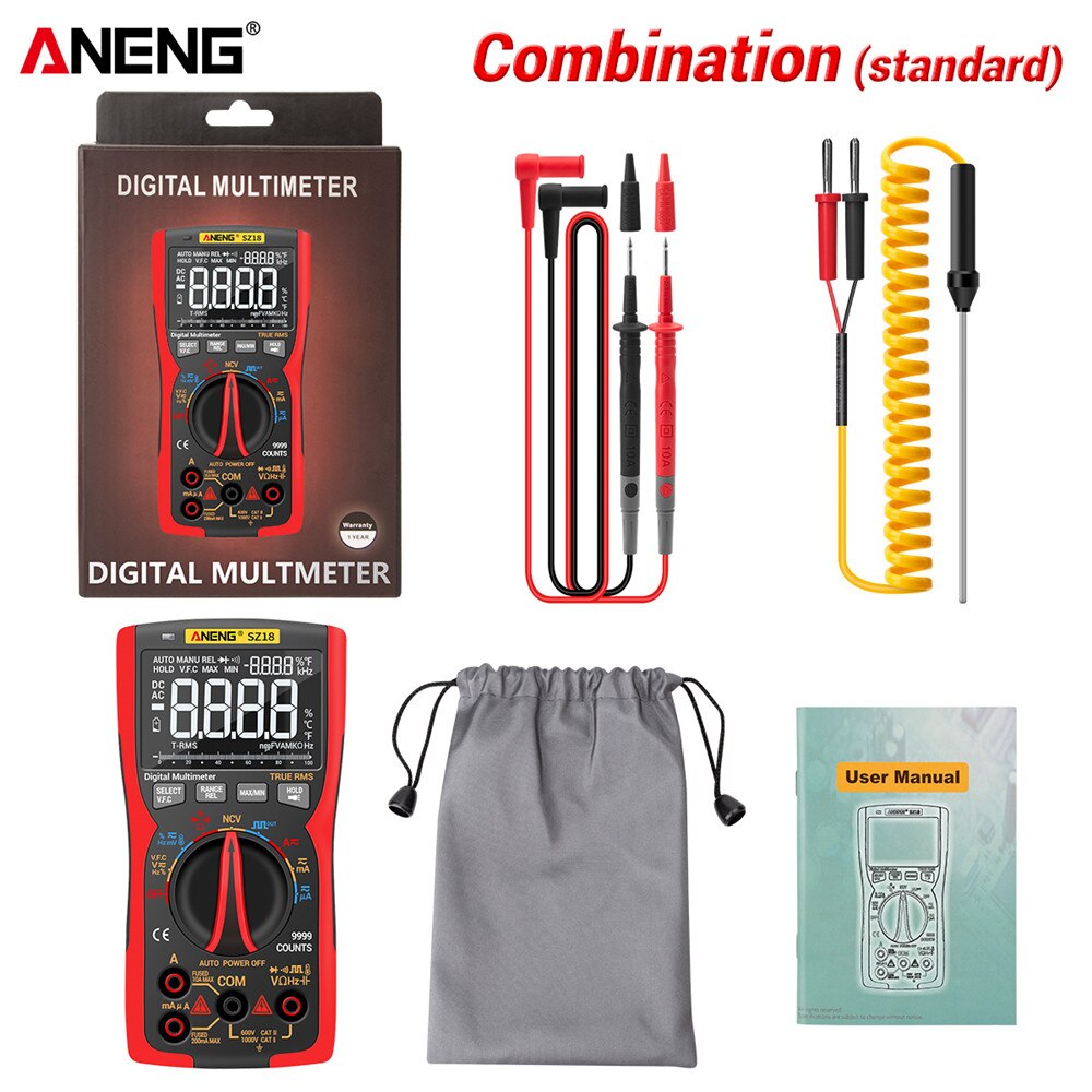ANENG SZ18 Digital Multimeter 9999 True RMS Analog... – Grandado