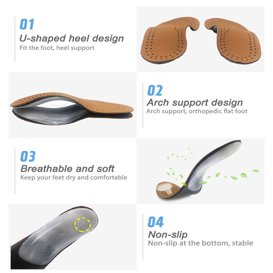 Leather Children Kids Kid Orthopedic Insoles Flat ... – Vicedeal