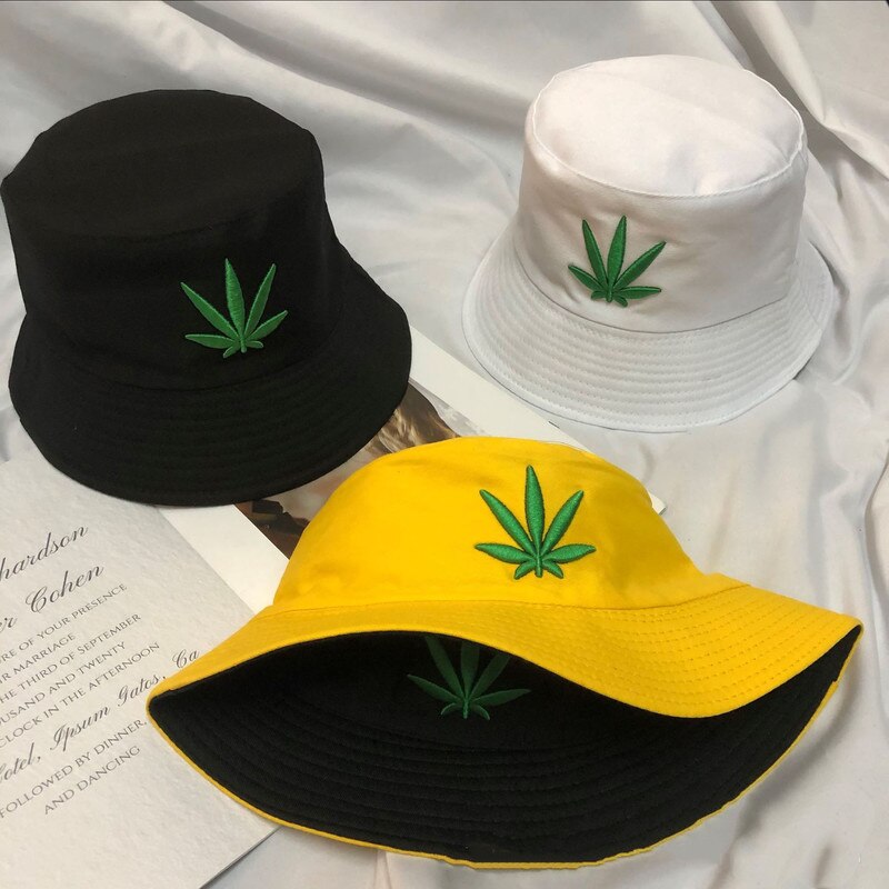 Maple Leaf Embroidered Double-side Bucket Hat Spri... – Grandado