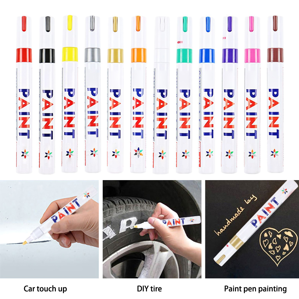 12 Colors Paint Pen Waterproof Marker Pen Car Tyre... – Grandado