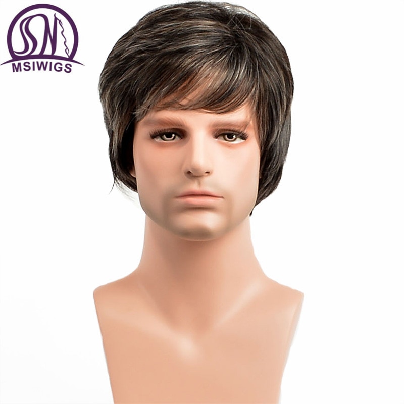 MSIWIGS Straight Short Synthetic Men Wigs Heat Res... – Vicedeal