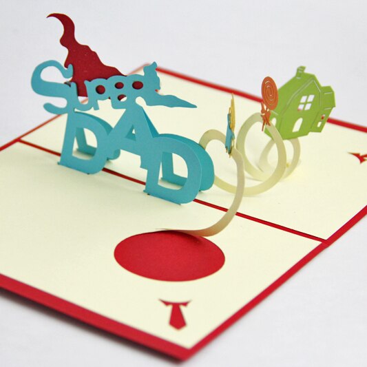 The super dad card/3D kirigami card/ handmade gree... – Vicedeal