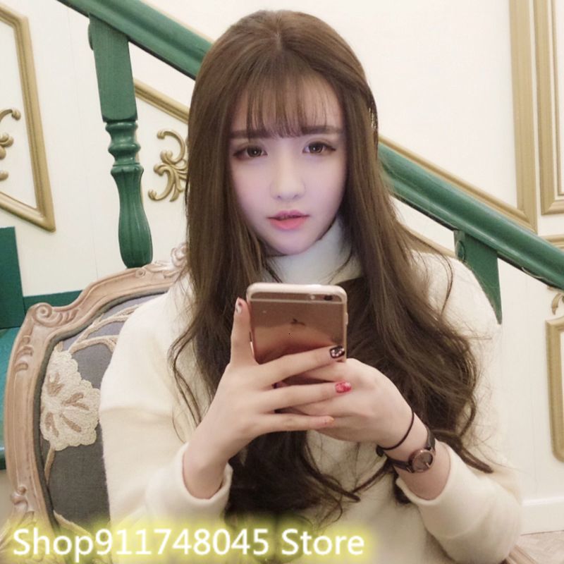 Korean-Style Wig Women's Long Curly Hair Air Bangs – Vicedeal