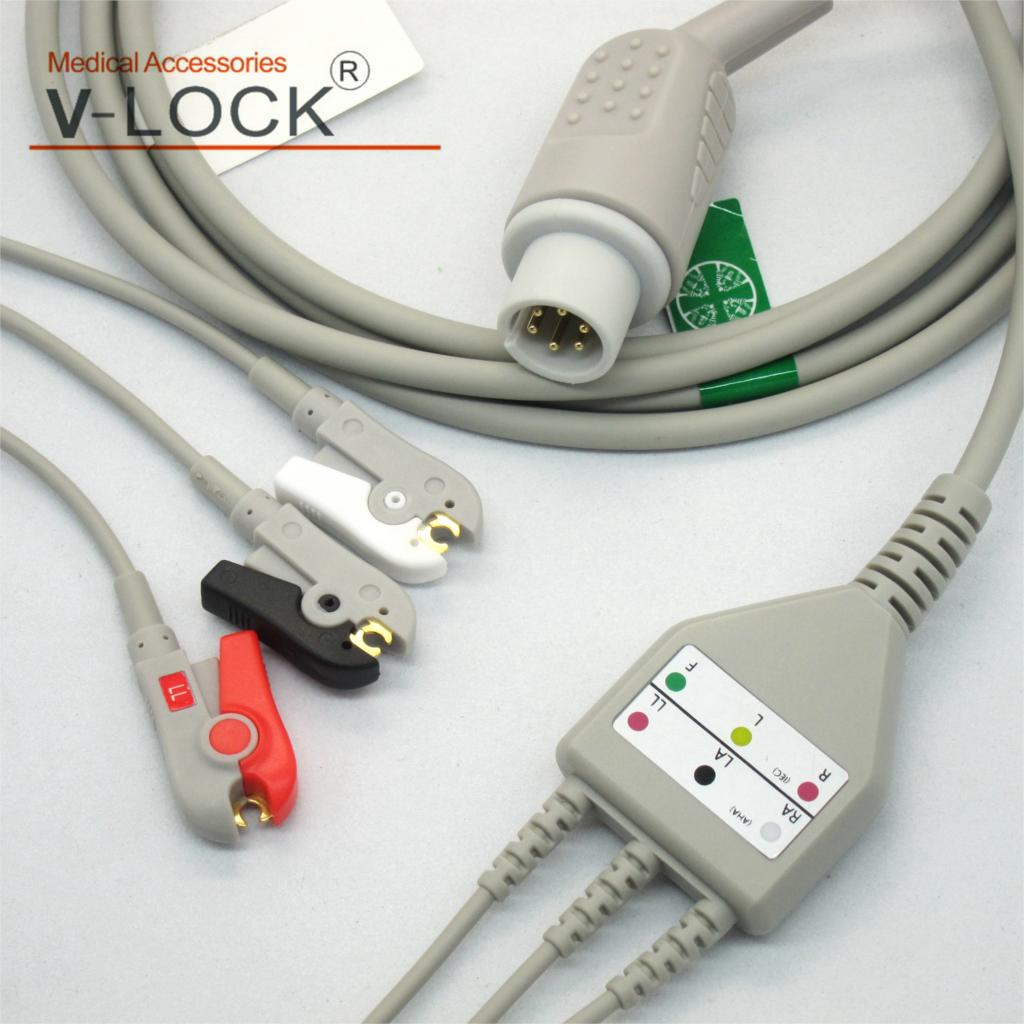 One-piece ECG cable with 5leads,snap for CHINA M&B... – Vicedeal