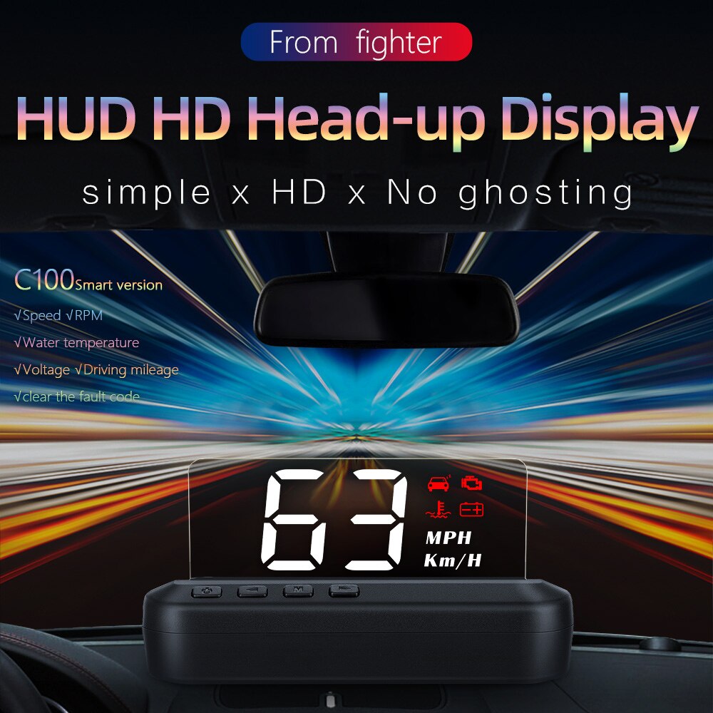 Car HUD C100-HUD OBD2 II EU OBD Head Up Display Wi... – Grandado