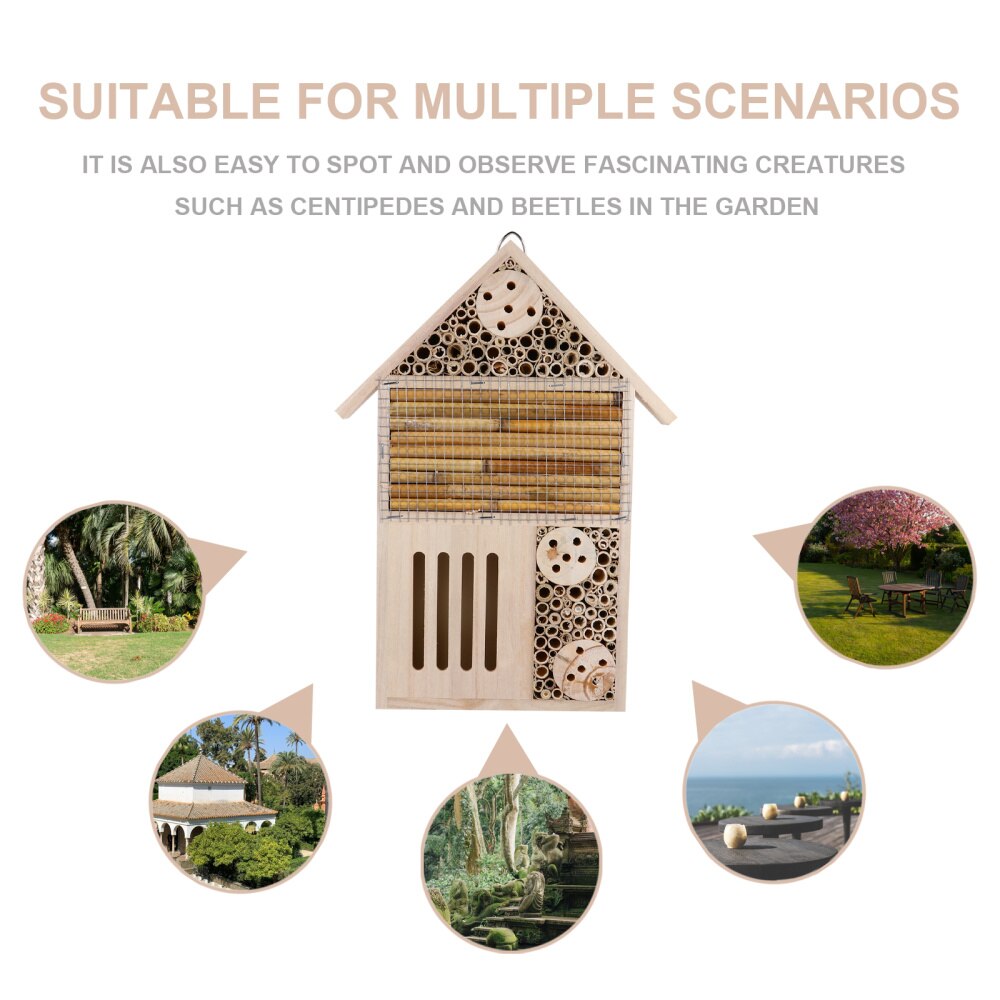 Wooden Insect Bee House Wood Bug Room Bee Shelter ... – Grandado