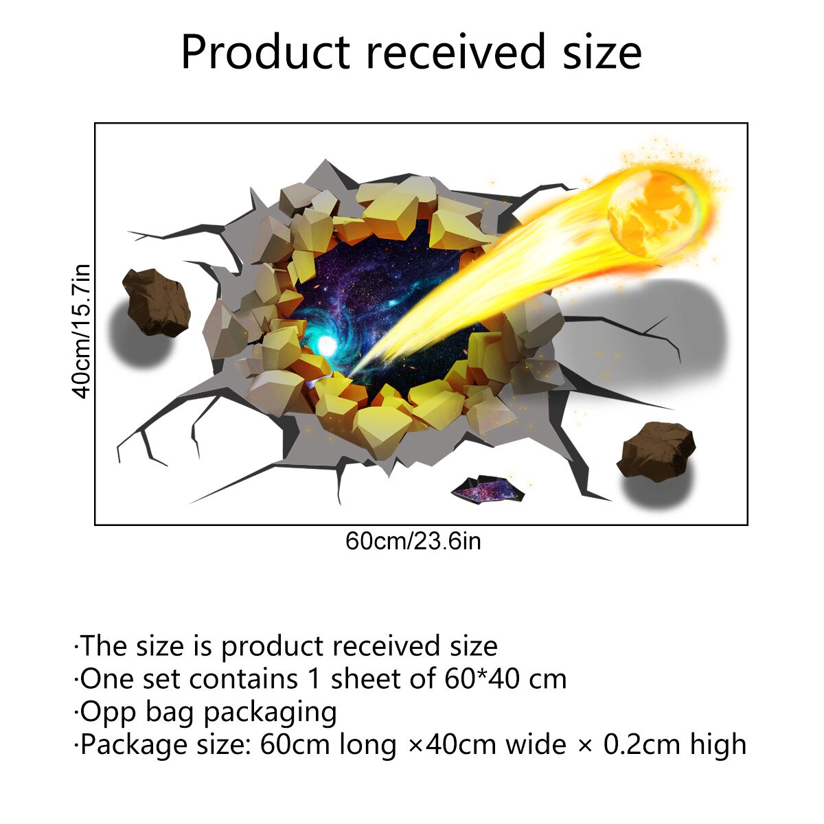 3D Three-dimensional Broken Wall Stickers Universe... – Grandado