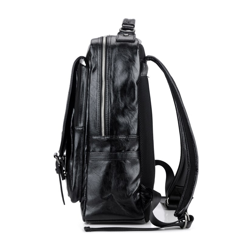 Preppy Style Men Leather Backpack Square Schoolbag... – Grandado