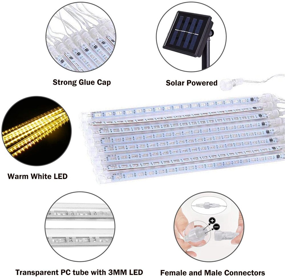 Solar Powered LED Meteor Shower Icicle Christmas L... – Grandado Solar Powered LED Meteor Shower Icicle Christmas L... – Grandado