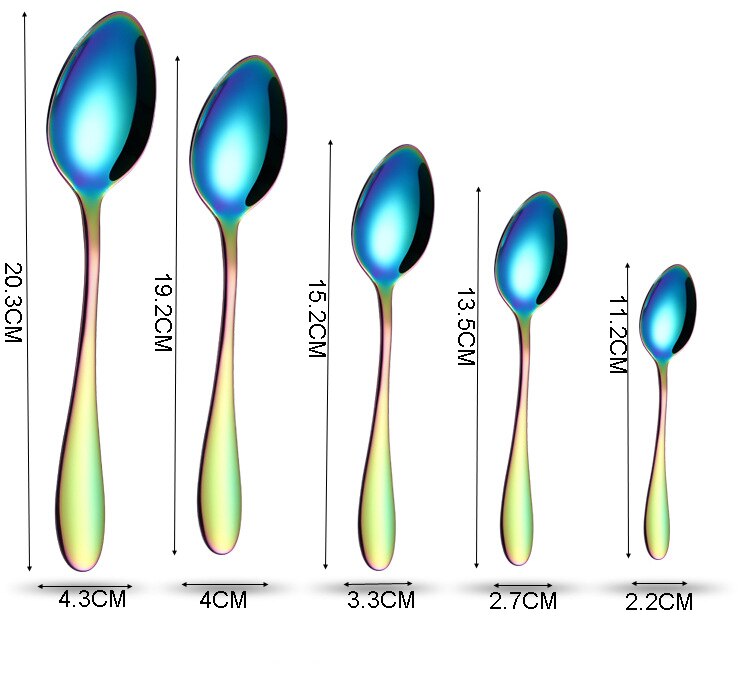 5pcs set, rainbow stainless steel spoon set, kitch... – Grandado