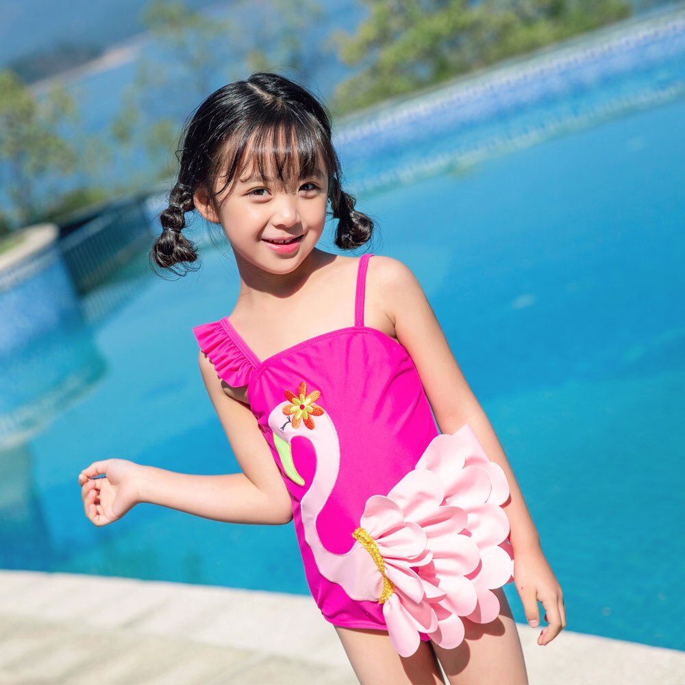 Girls One Piece Swimwear Sleeveless Birdie Three-D... – Vicedeal