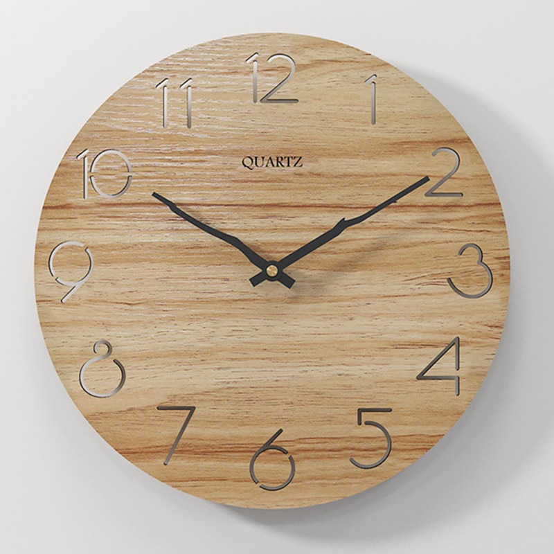Nordic Wooden Wall Clock 12 Inch Wooden Silent Mec... – Grandado