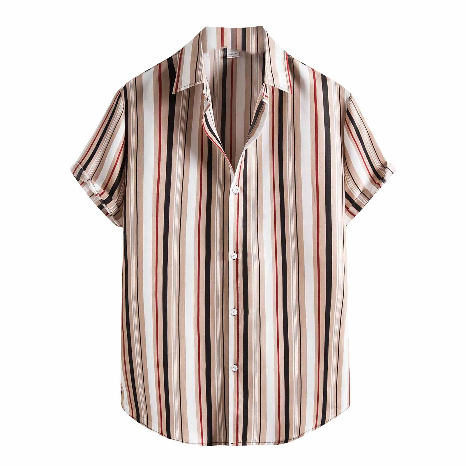 Zomer Hawaiian Mannen Shirt Gestreepte Print Korte... – Vicedeal