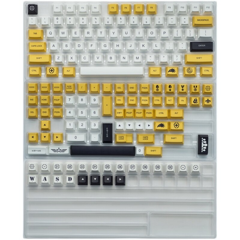 163 Keys Strong Spirit Keycaps White and Yellow En... – Grandado