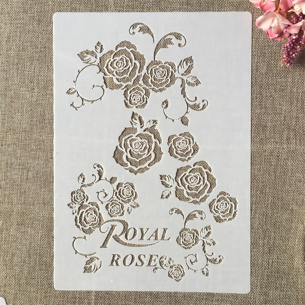 A4 29cm Royal Rose Flower DIY Layering Stencils Wa... – Grandado