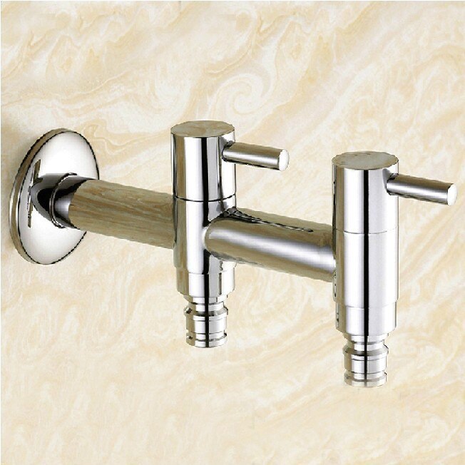 Luxury Double Handle and 2 Way Bib Tap Silver Colo... – Grandado