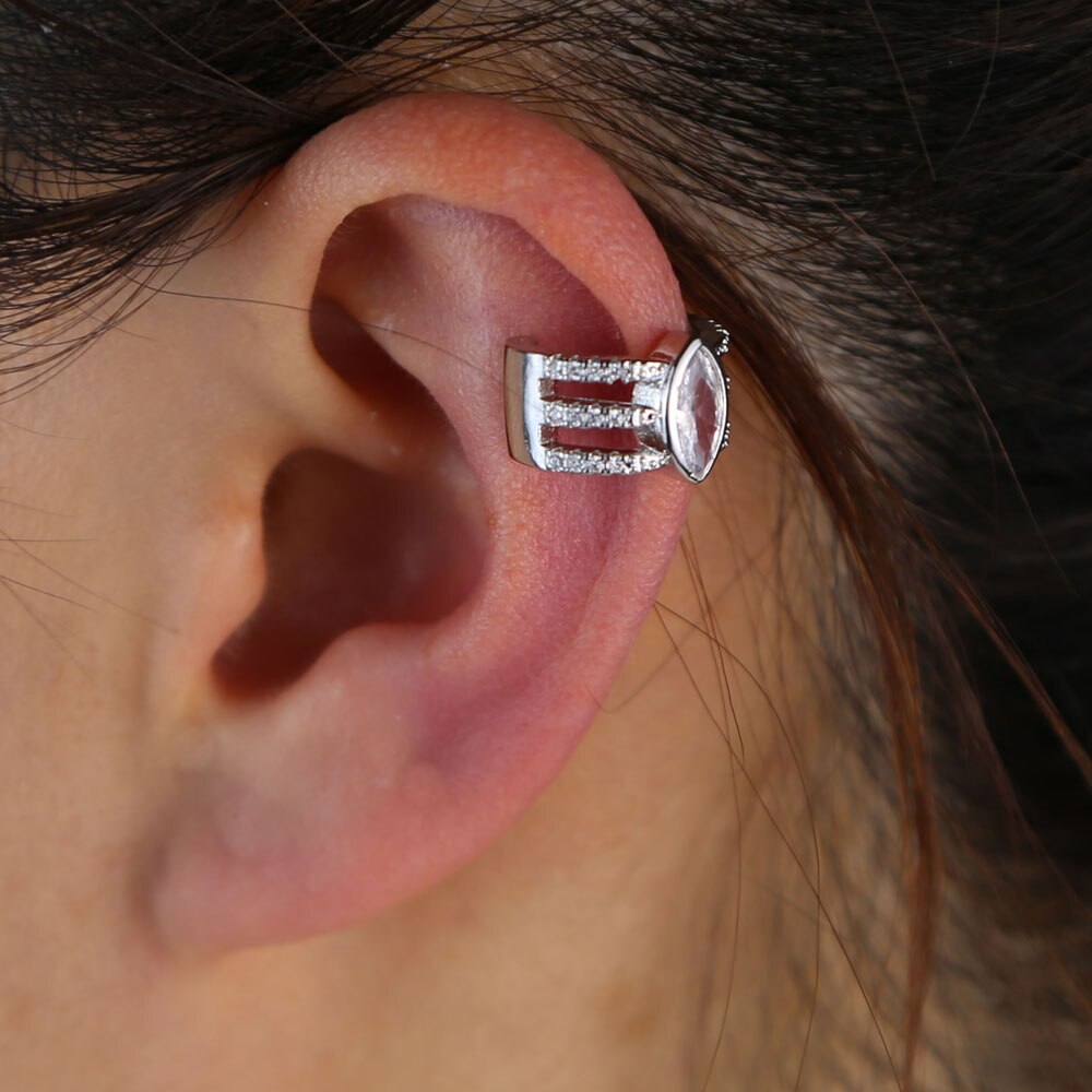 European American oval cz earr cuff Clip on Earrin... – Grandado