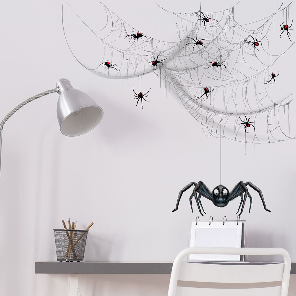 Halloween Wall Stickers Spider Web Self-adhesive W... – Grandado