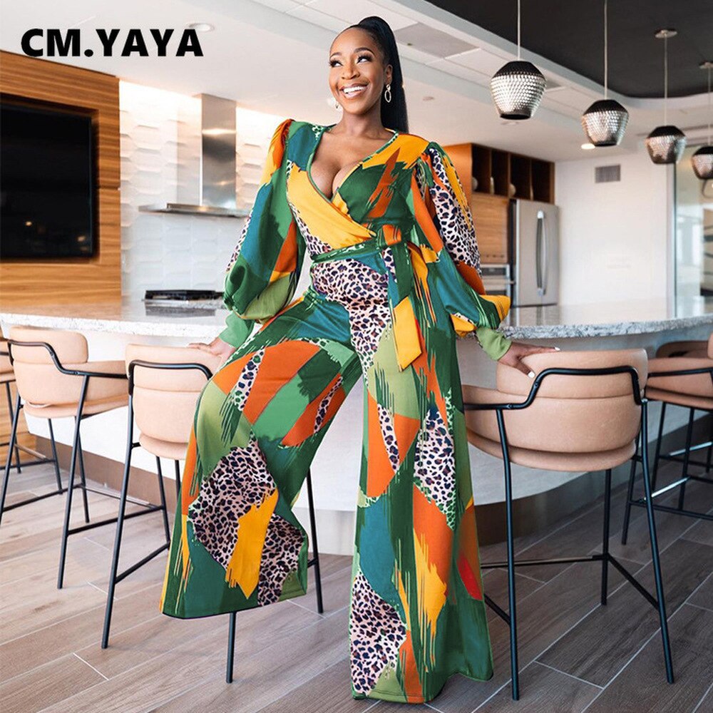 CM.YAYA Plus Size Women Leopard Geometric Sashes V... – Vicedeal
