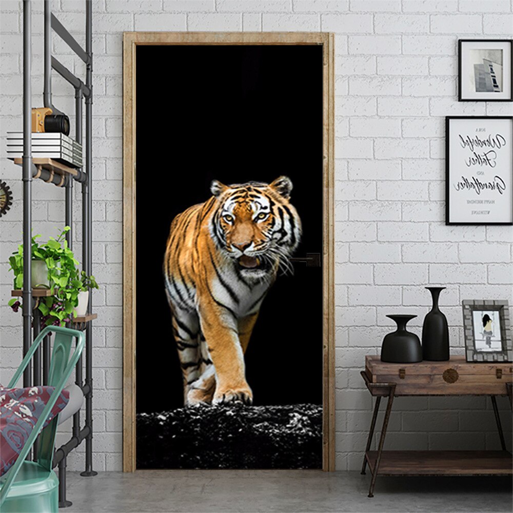 Door Stickers 3D Big Tiger PVC Self Adhesive Water... – Grandado