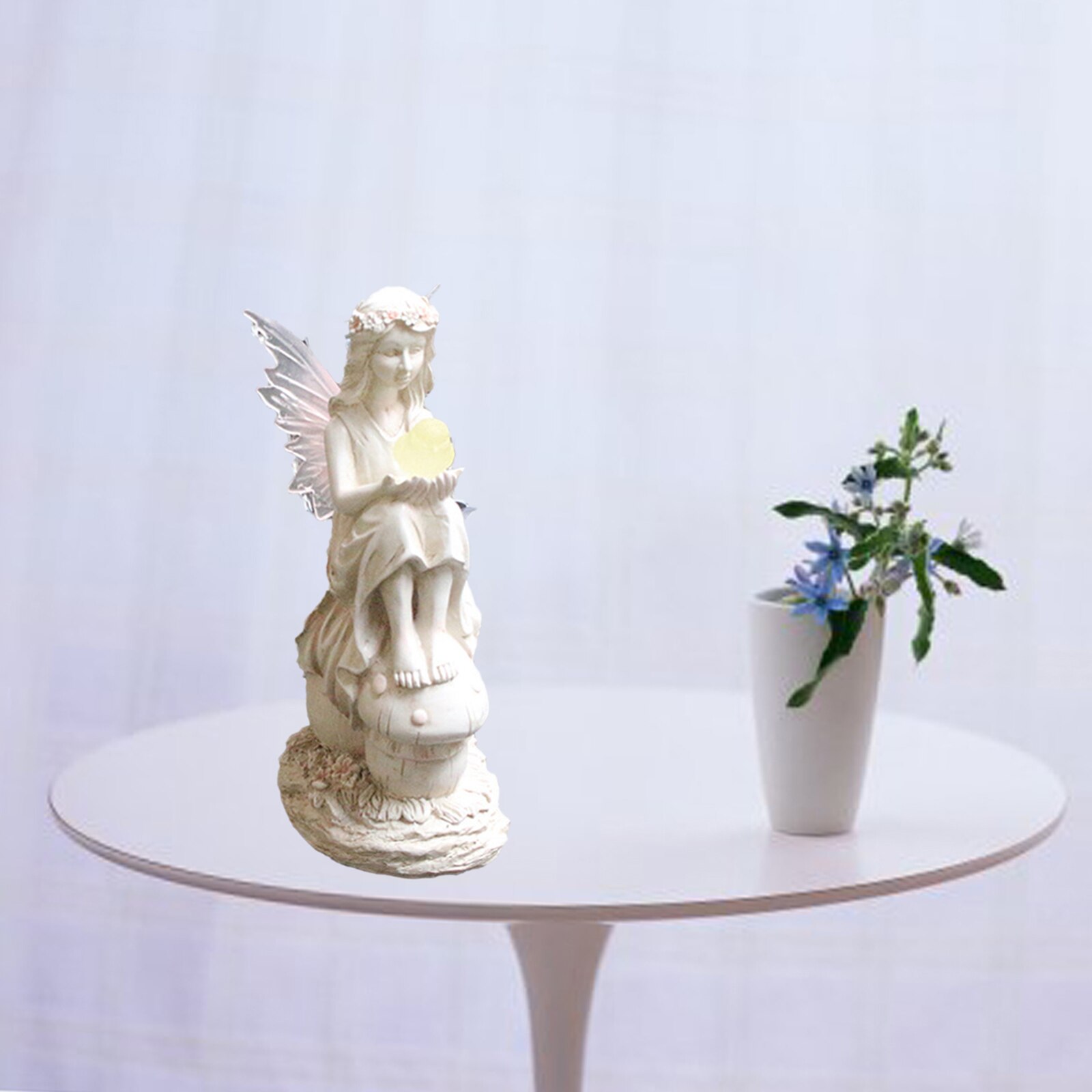 Angel Sculpture Portrait with Wing Solar Power Sta... – Grandado