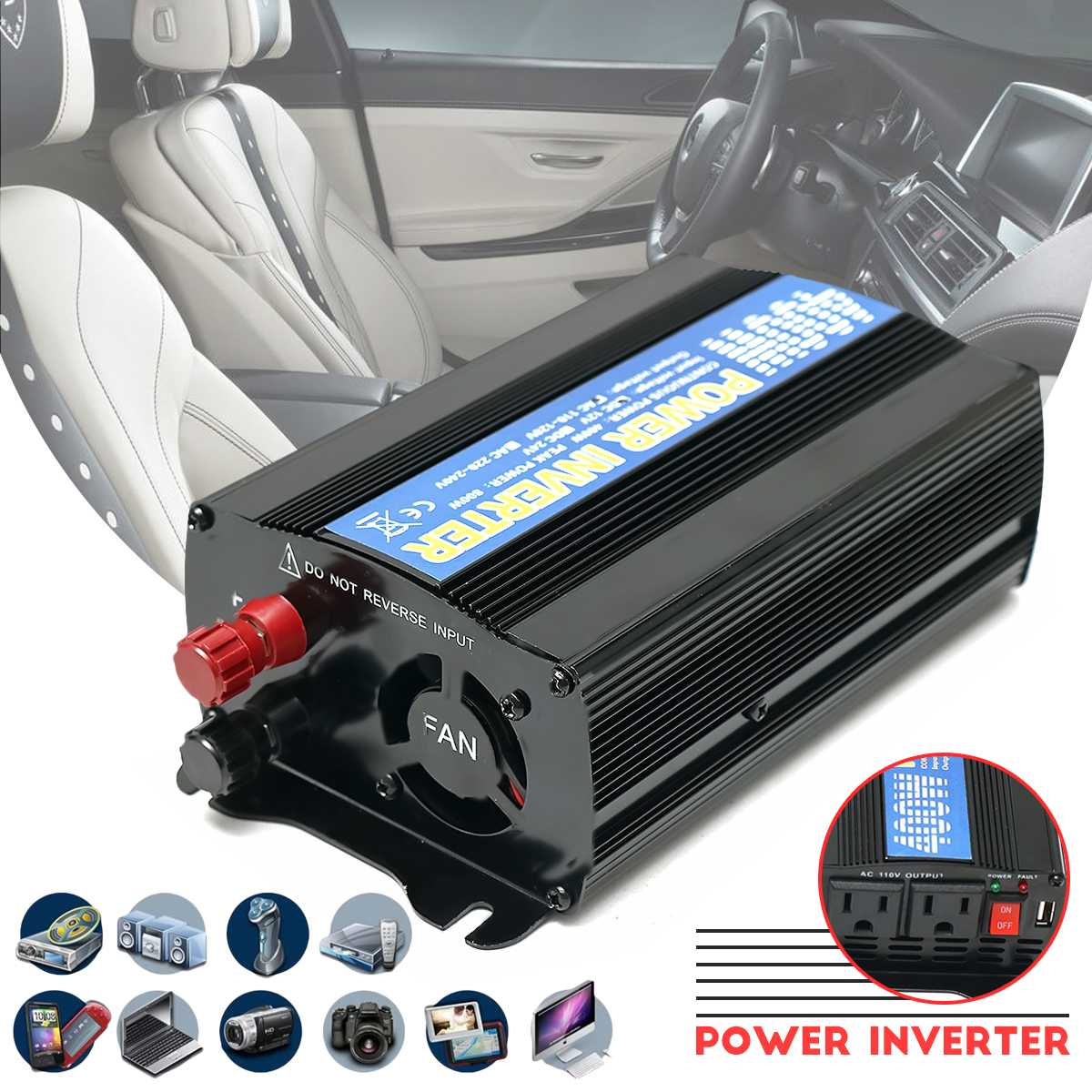 Max 800W 12v DC vdc to 110 volt AC car truck power... – Vicedeal