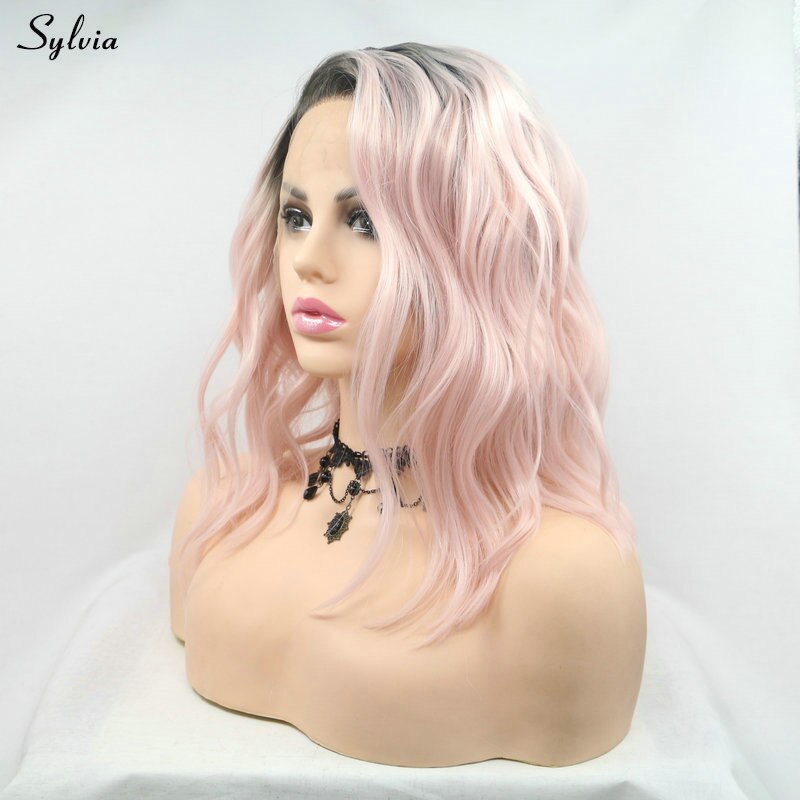Sylvia Short Dark Roots Ombre Baby Pink Synthetic ... – Grandado